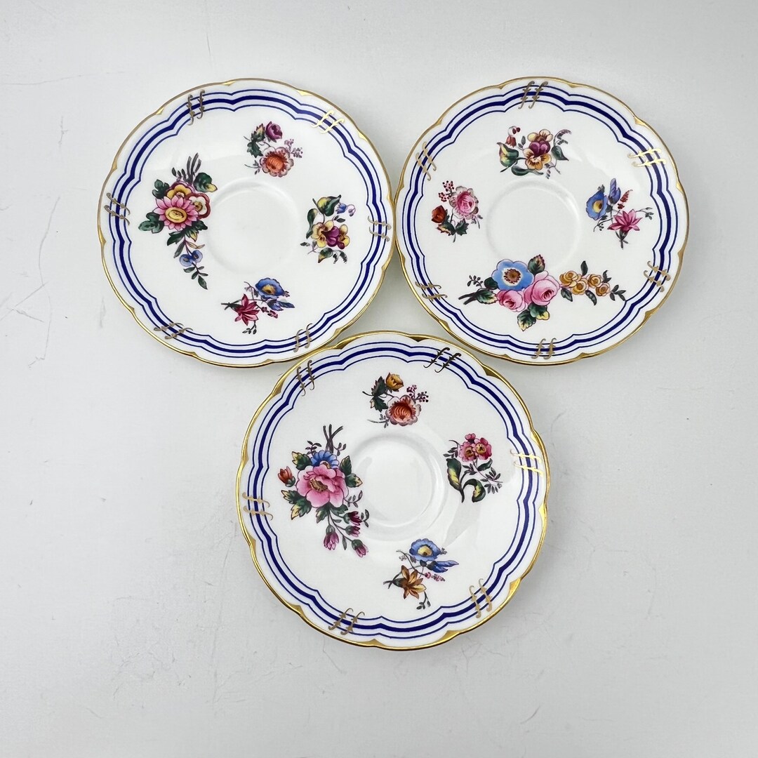Old Coalport Period 1825 Set of 3 Saucers. Leighton Spray Pattern. Old ...