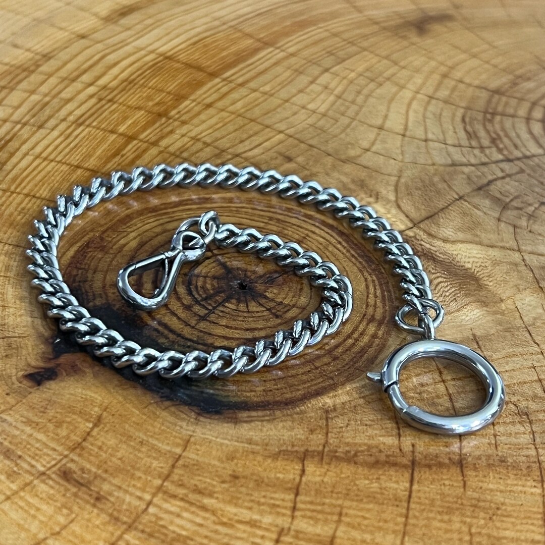 9.8” Mid-century Silver Pocket Watch Chain - Vintage Chrome-tone ...