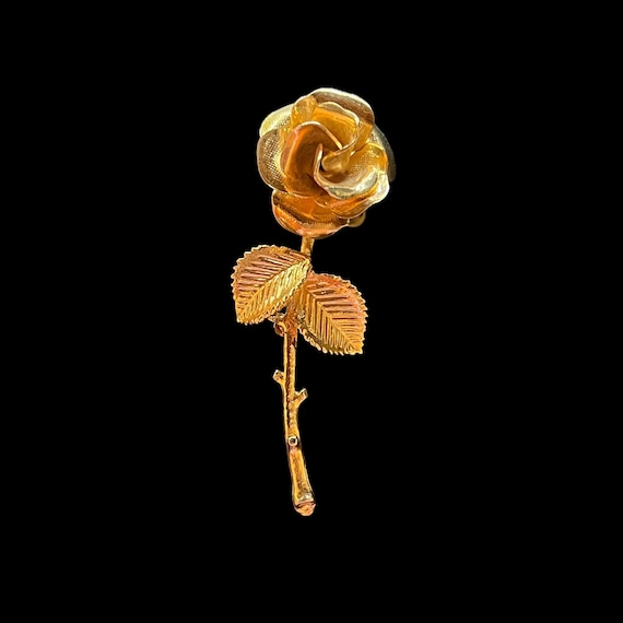 1960’s 3D Gold Rose Brooches - Cottagecore Rose Brooc… - Gem