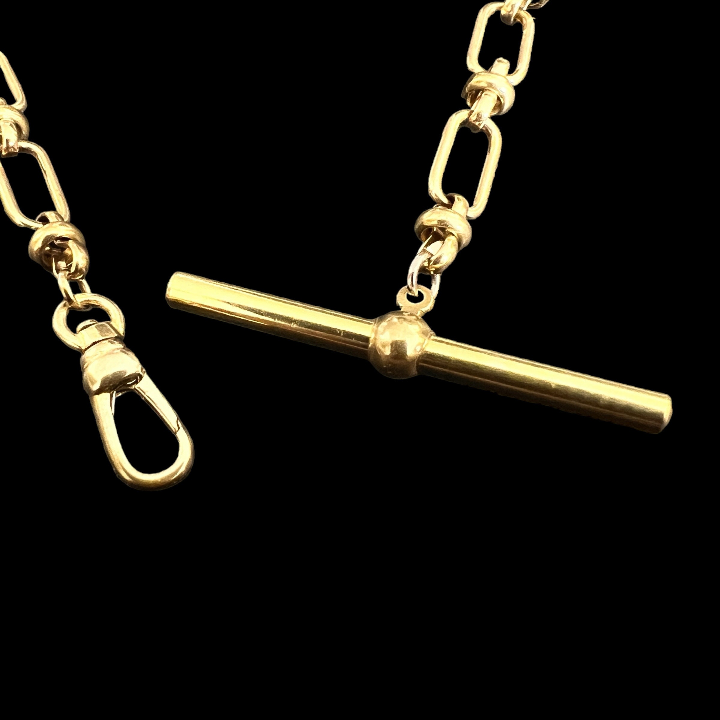 10.4 Vintage Brass T-bar Pocket Watch Chain / Vintage Brass Swivel ...