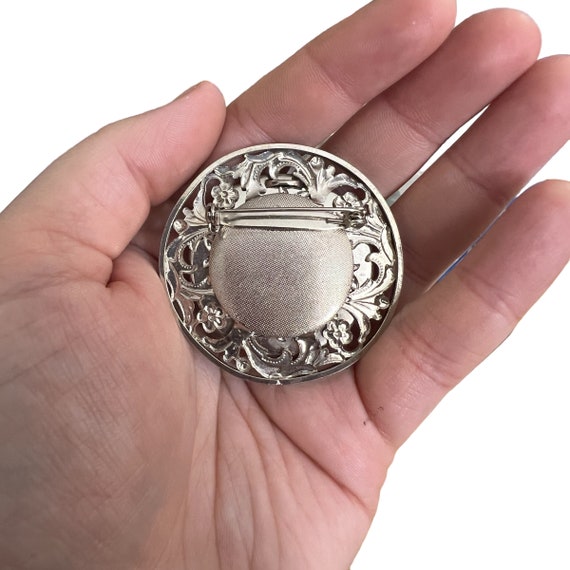 Vintage Pink Enamel Brooch. Large Round Enamel Brooch… - Gem