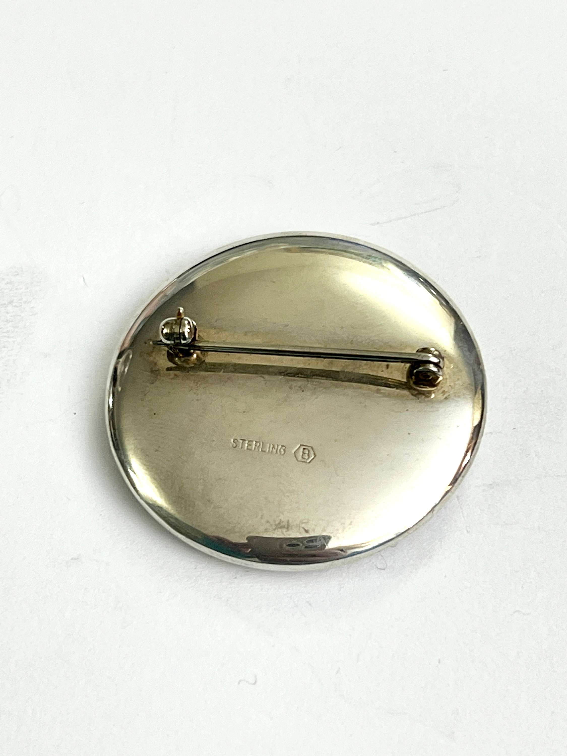 Birks Mid-century Sterling Brooch. Sterling Silver Round Hollow Birks ...