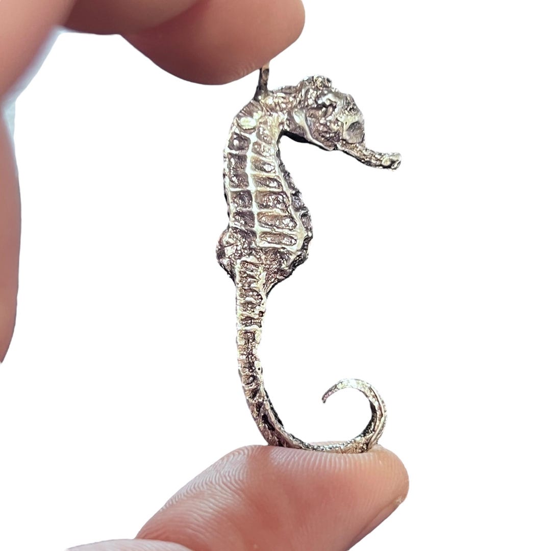 Vintage Sterling Silver Seahorse Pendant - Lifelike Silver Seahorse ...