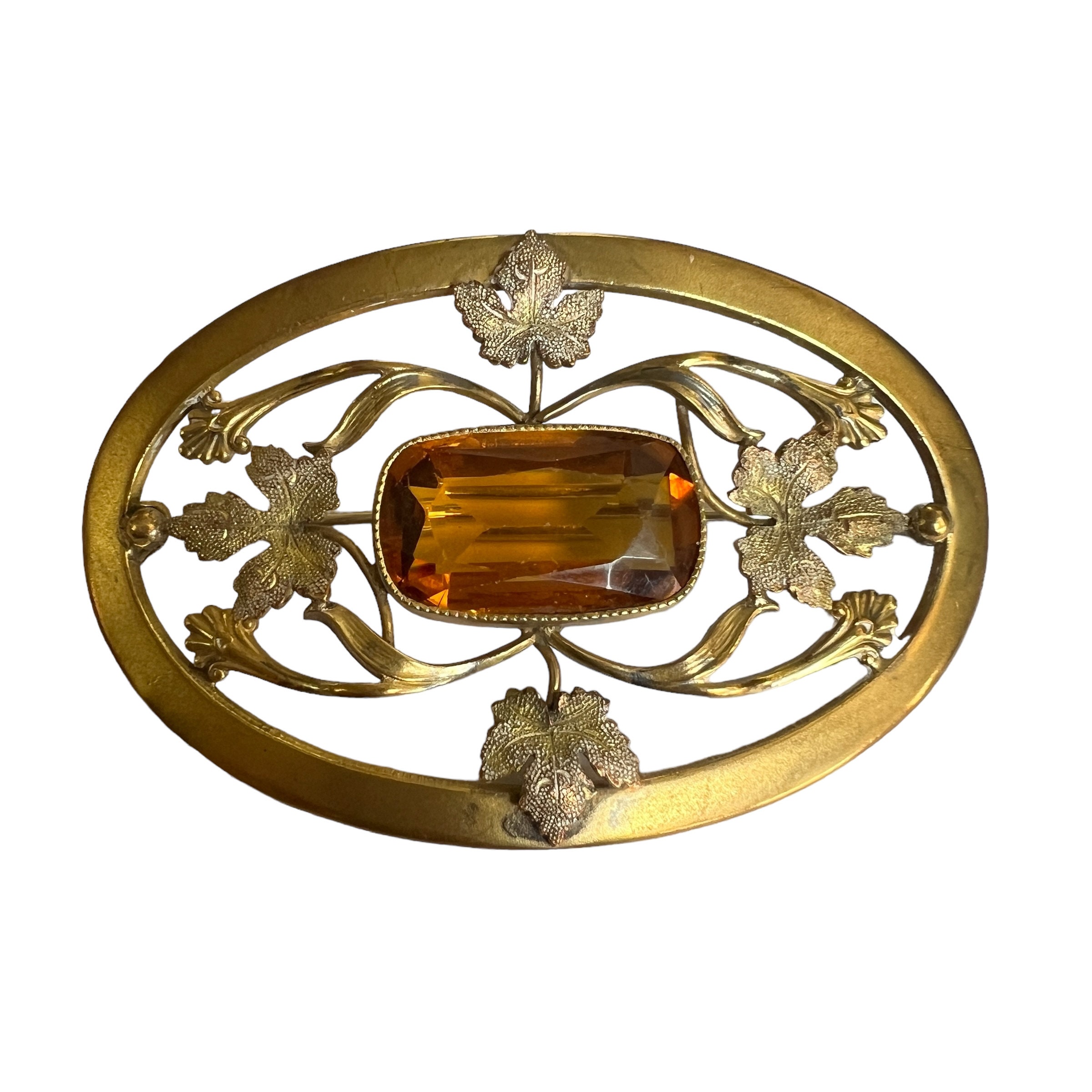 Edwardian Sash Brooch. George L. Paine Art Nouveau Amber Glass Sash Pin ...