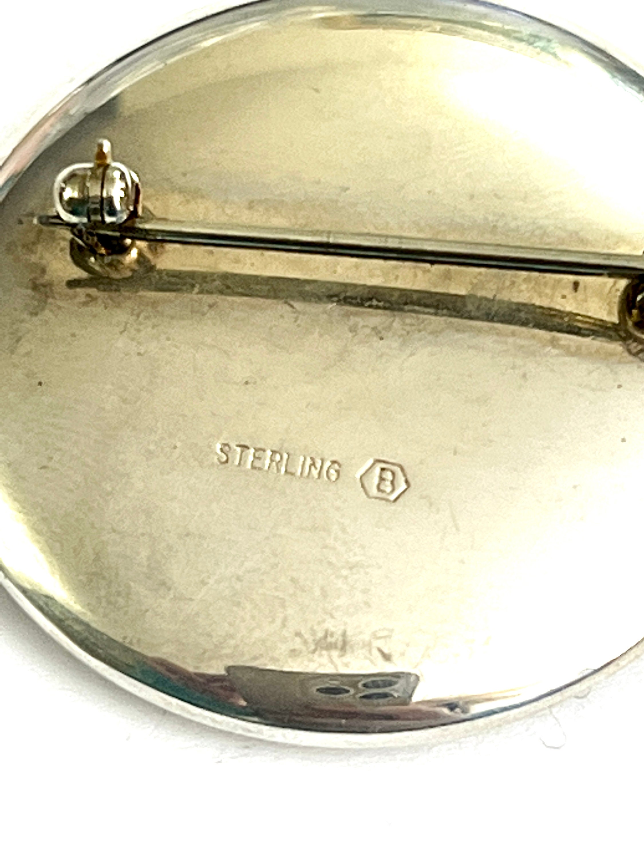 Birks Mid-century Sterling Brooch. Sterling Silver Round Hollow Birks ...