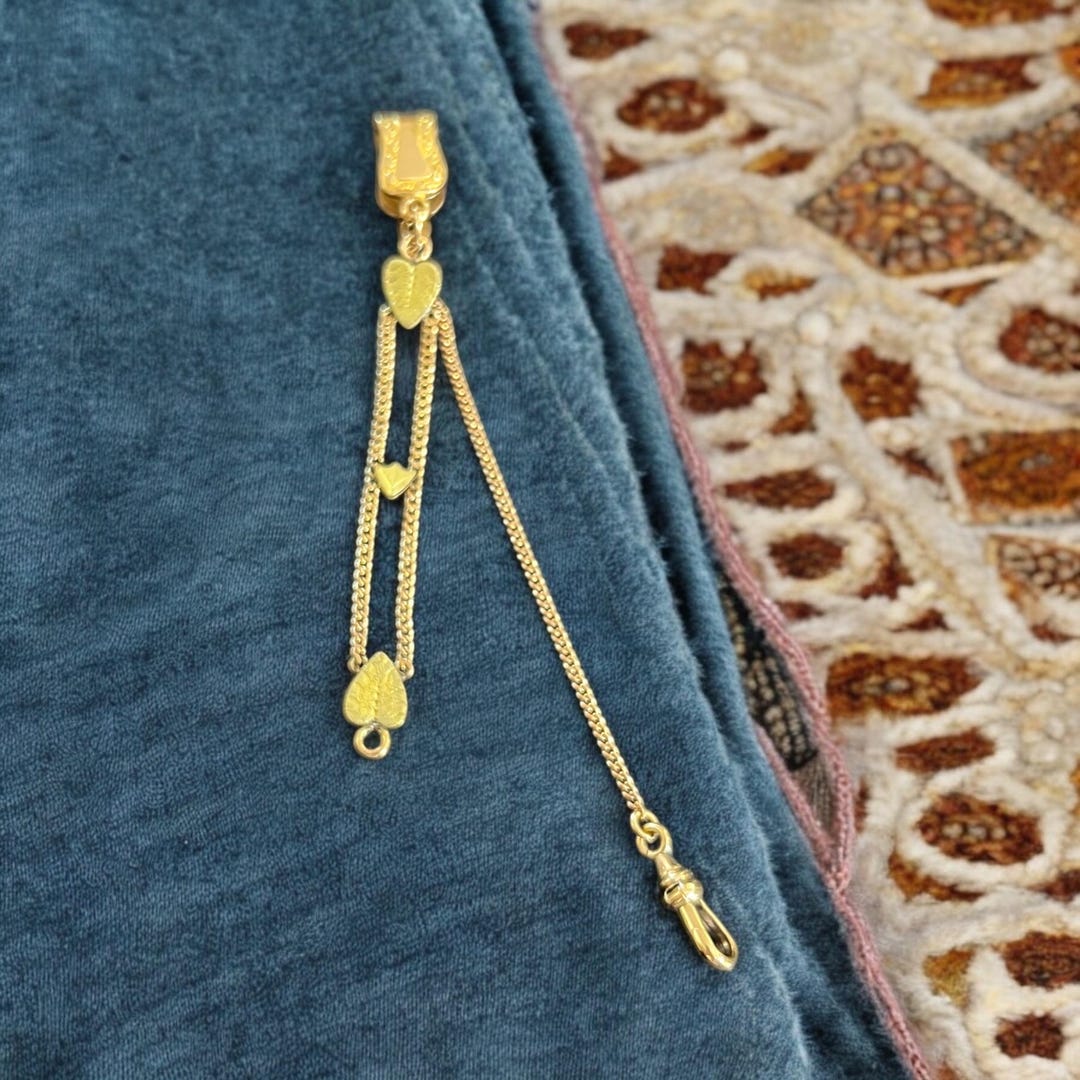 Victorian Heart Pocket Watch Fob - Antique Watch Fob - Gold Filled ...