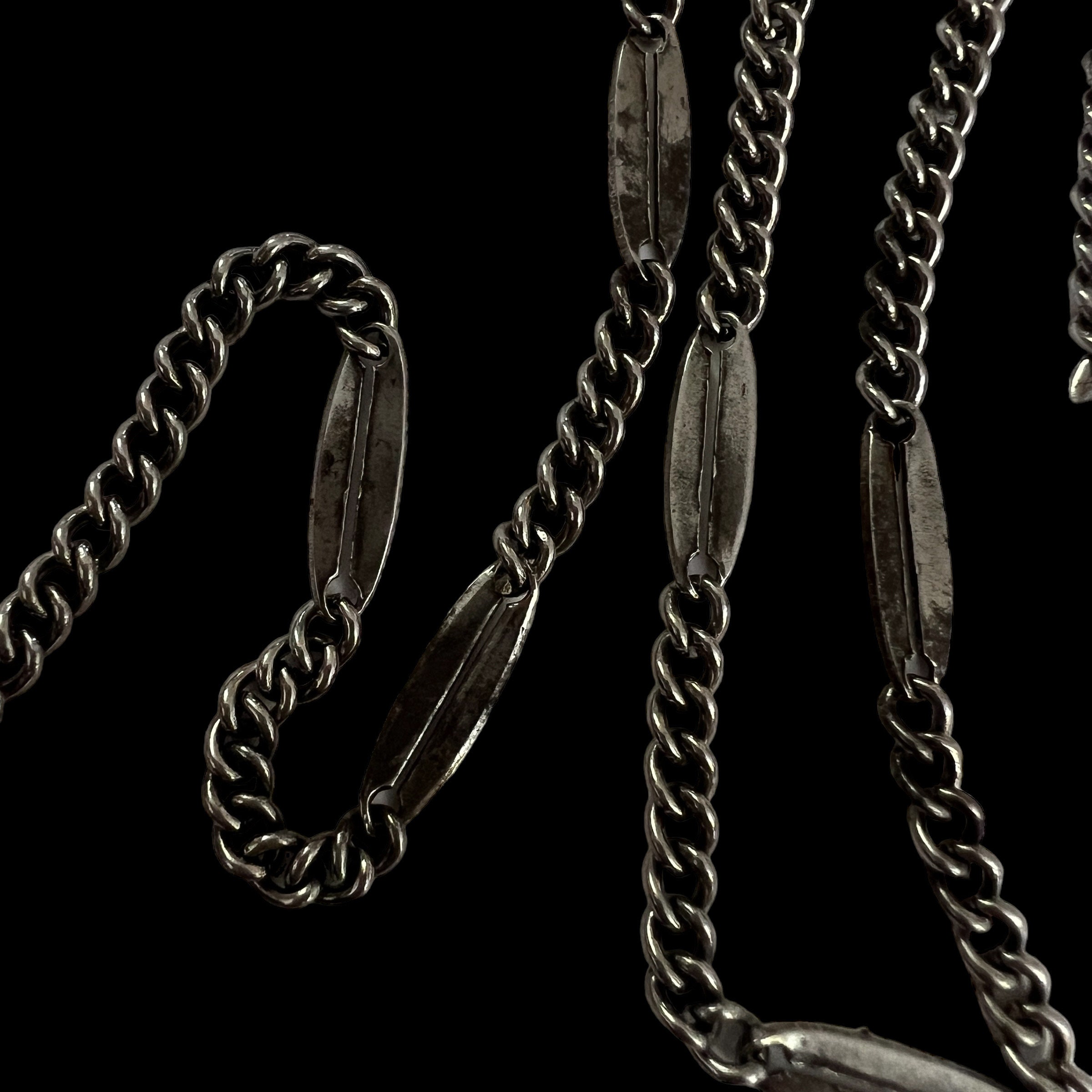 Victorian Gunmetal Pocket Watch Chain Choker Charm Necklace. Gunmetal ...