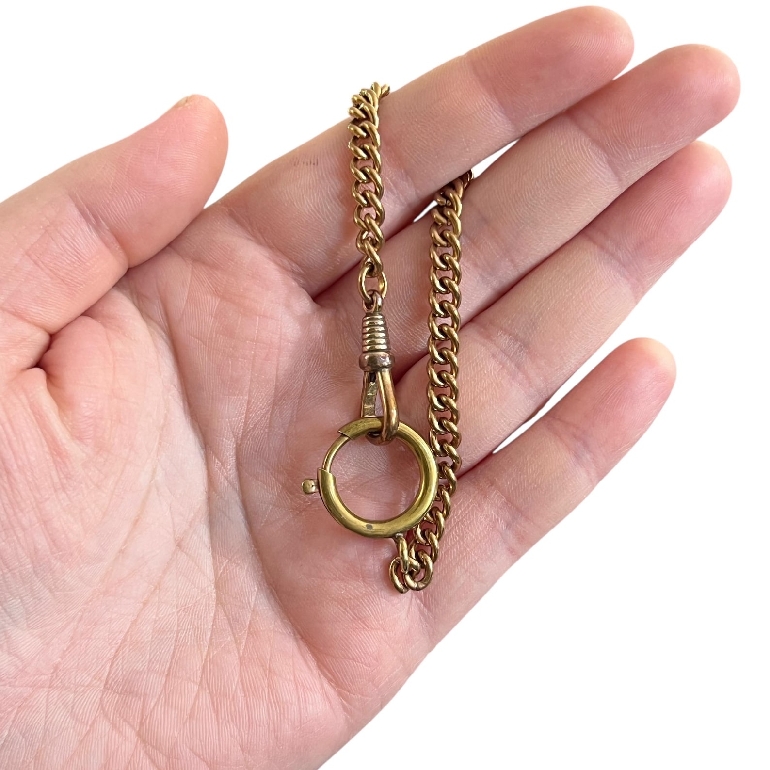 Victorian Multi-toned Rose Gold Pocket Watch Chain With Brass Clasp ...