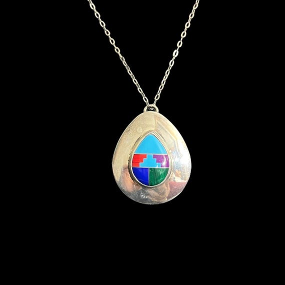 Southwestern Native American Mosaic Stone Pendant Nec… - Gem