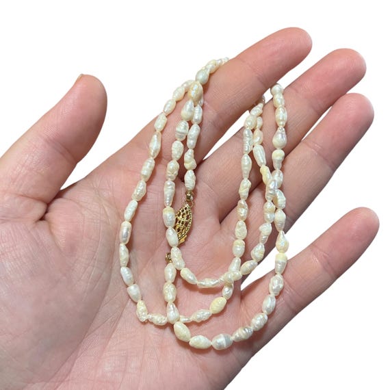 24” 14K GF Rice Pearl Necklace - Vintage Freshwater … - Gem