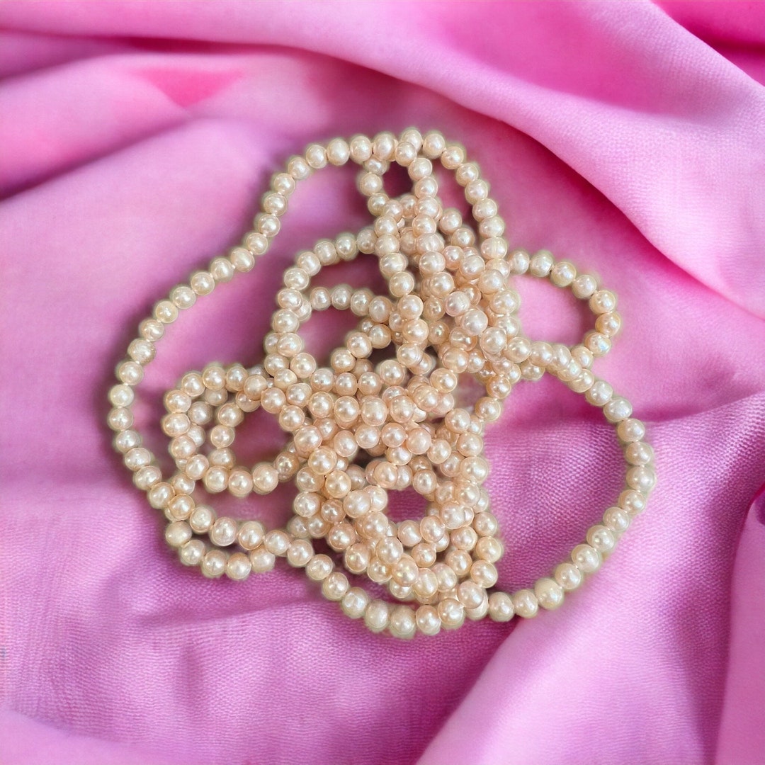 72 Long Pink Pearl Necklace. Extra Long Pearl Necklace. - Etsy