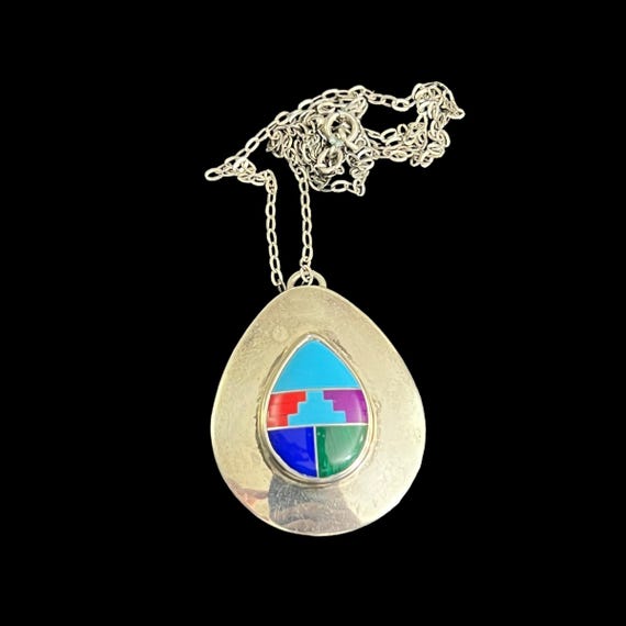 Southwestern Native American Mosaic Stone Pendant Nec… - Gem