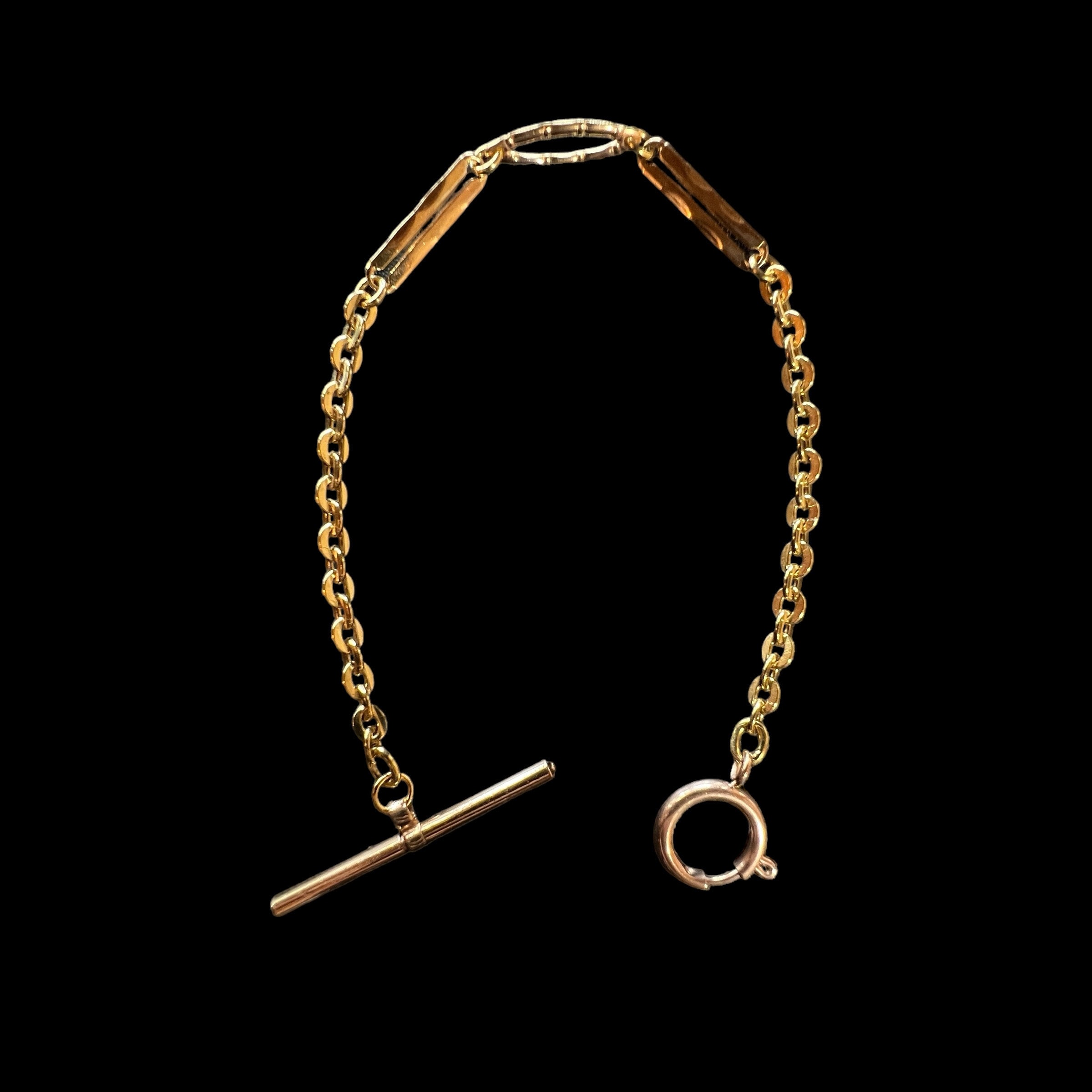 Art Deco Albert Watch Chain With T-bar. Antique Gold Watch - Etsy