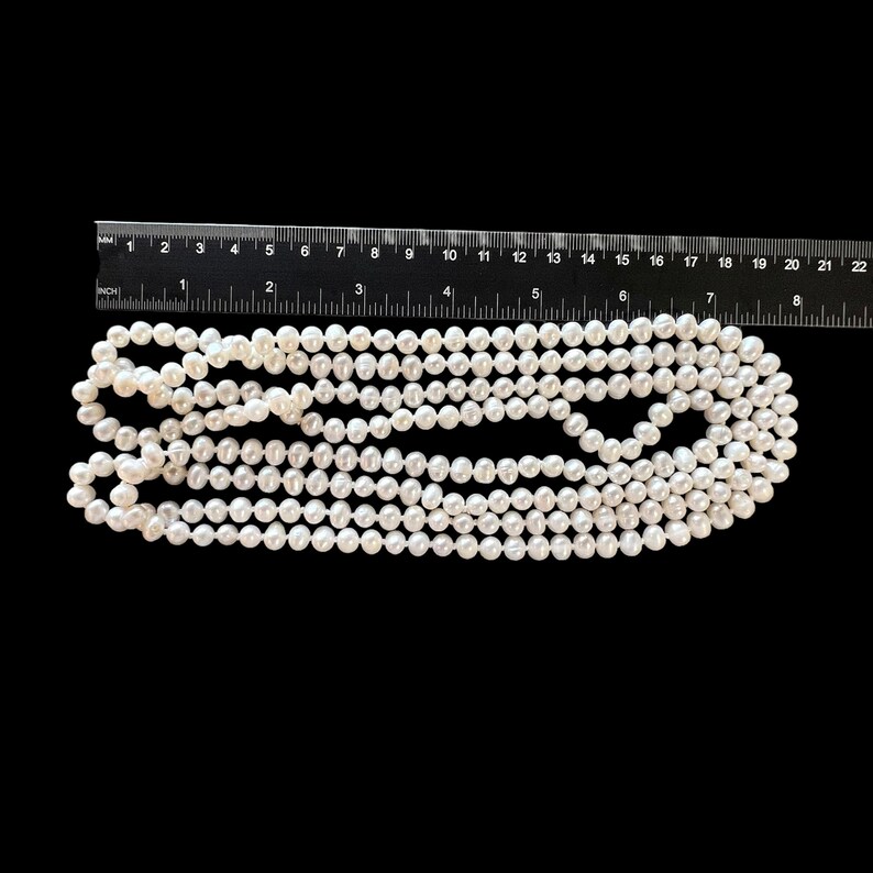 64 Long White Pearl Necklace. Extra Long Pearl Necklace. Vintage Pink ...