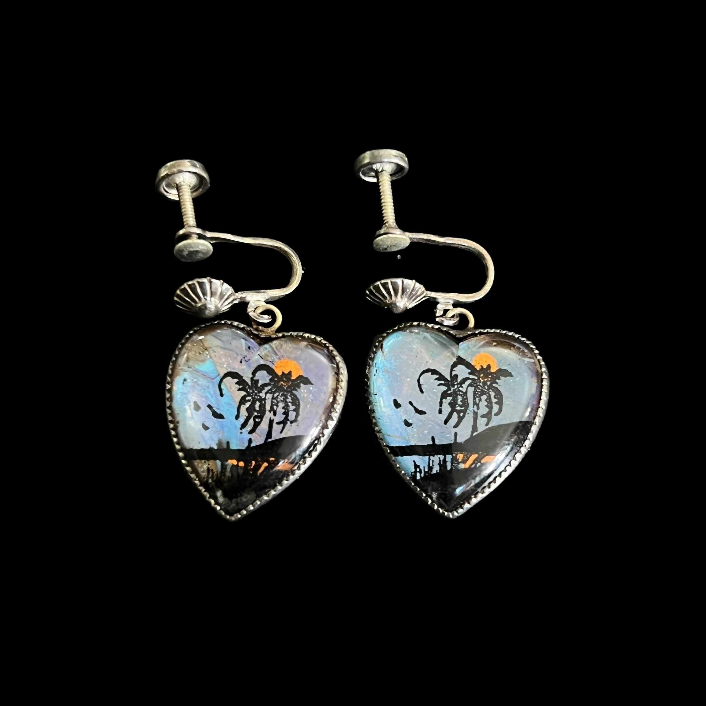 1940s Hoffman Morpho Butterfly Heart Earrings Vintage Morpho Butterfly ...