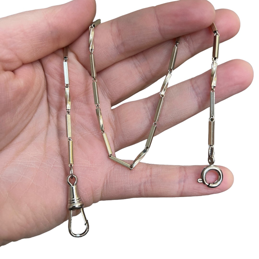 13.25” Silver Bar Pocket Watch Chain / Vintage Watch Chain. Silver ...