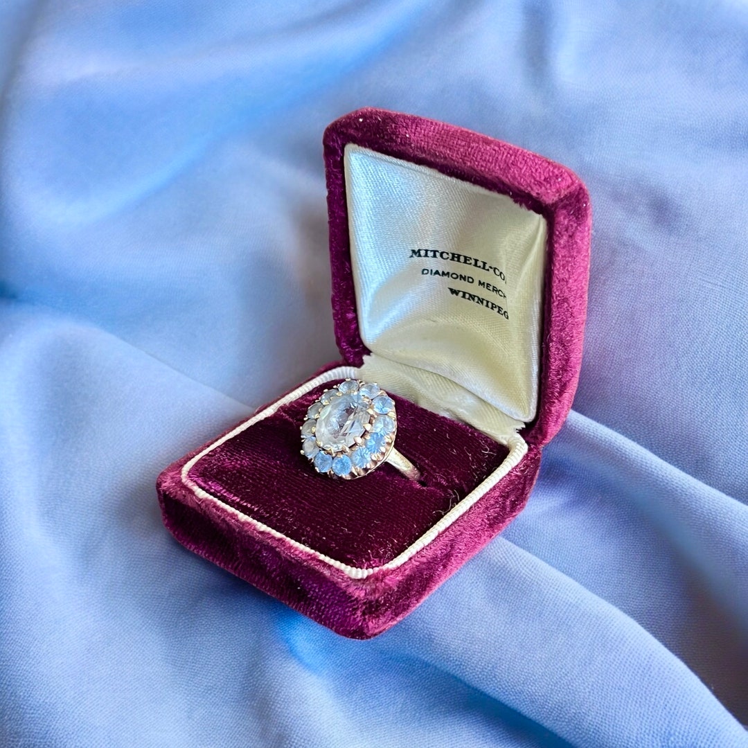 1950’s Burgundy Velvet Engagement Ring Box - Vintage Mitchell Copp ...