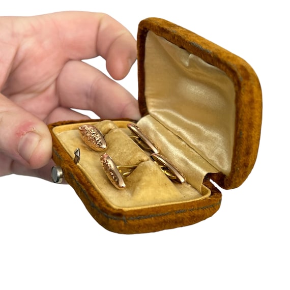 Victorian Engraved Rose Gold Cufflinks - Antique Rose… - Gem