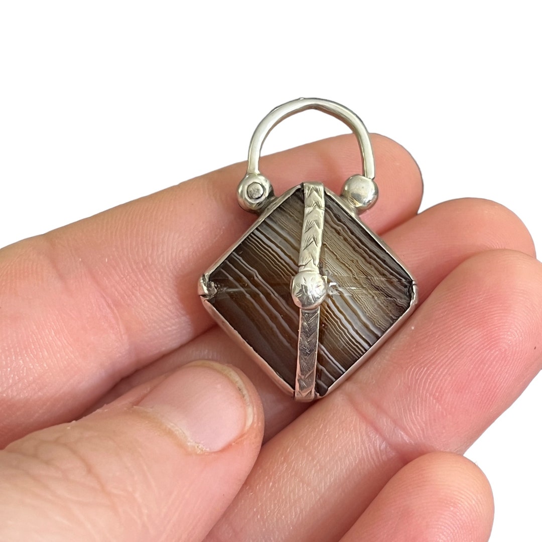 Victorian Scottish Agate Diamond Lock Pendant Antique Scottish Agate ...