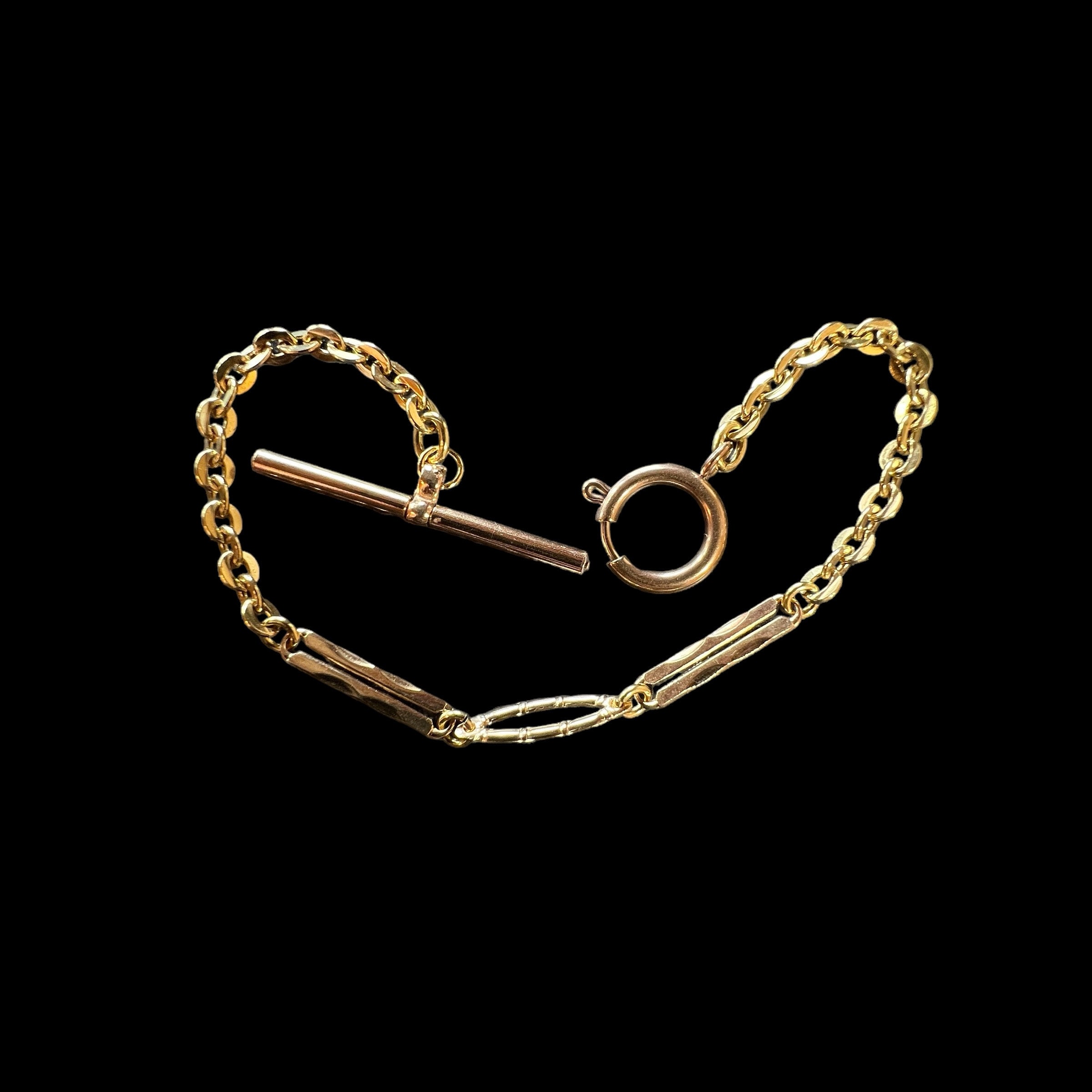 Art Deco Albert Watch Chain With T-bar. Antique Gold Watch - Etsy