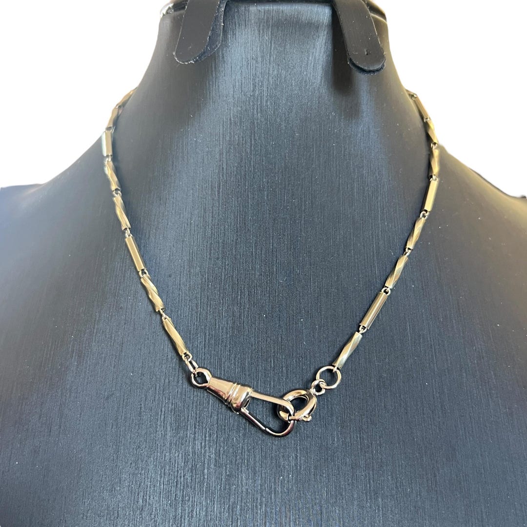 13 Art Deco Gold Bar Pocket Watch Chain Choker Charm Necklace Bolt Ring ...