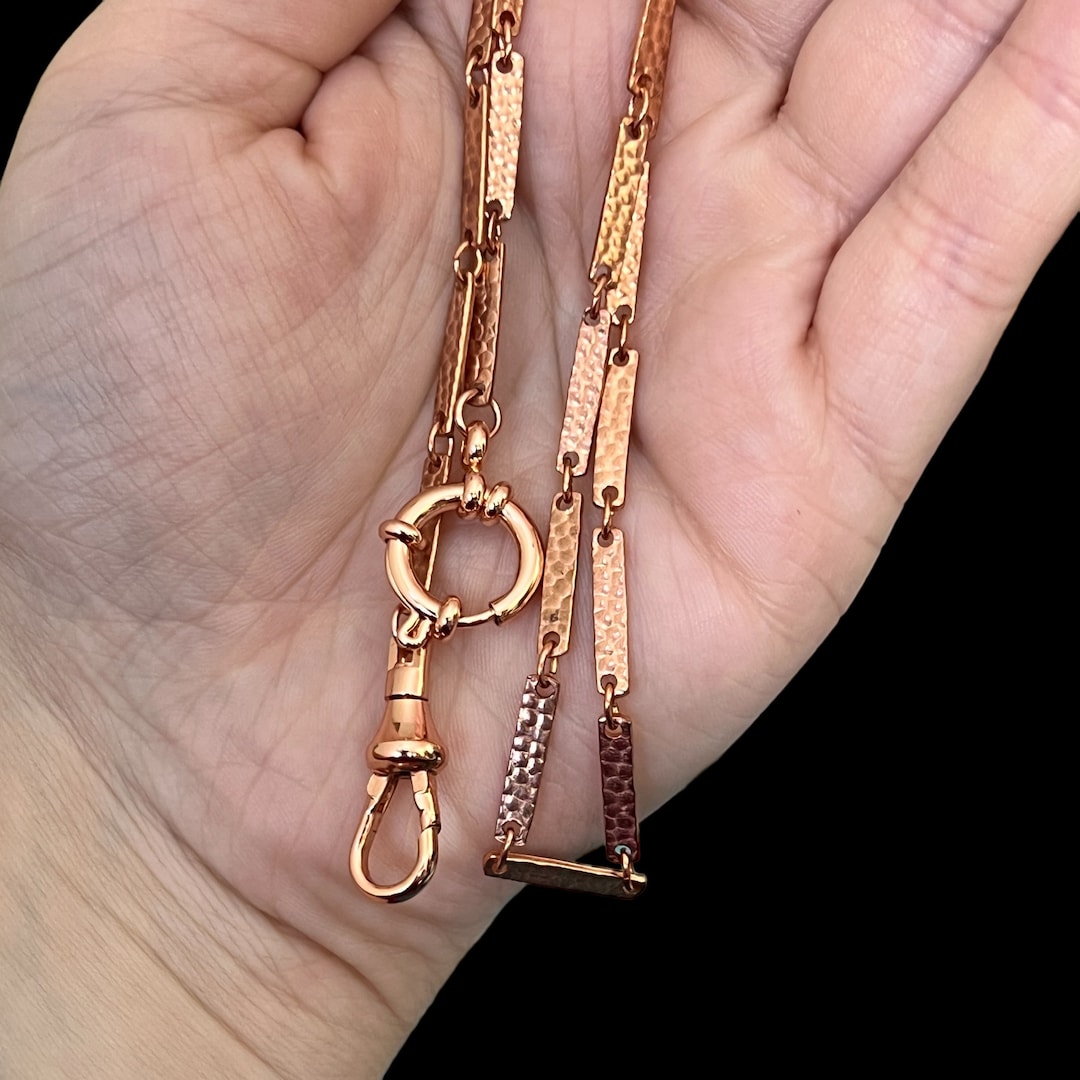 20.5” Hammered Copper Charm Holder Necklace. Long Hammered Copper ...