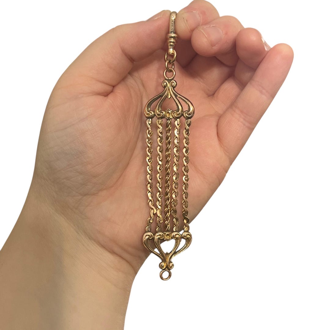 Long Victorian Seal Watch Fob With Chains - Antique Watch Fob - Gold ...