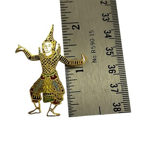 Vintage Thai Dancer Brooch. Enamel Siam Dancer Brooch. Gold Enamel Thai ...