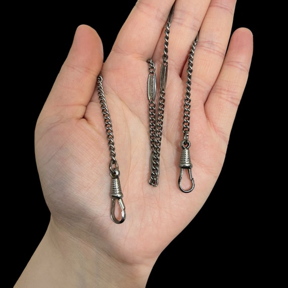 Victorian Gunmetal Pocket Watch Chain Choker Charm Ne… - Gem