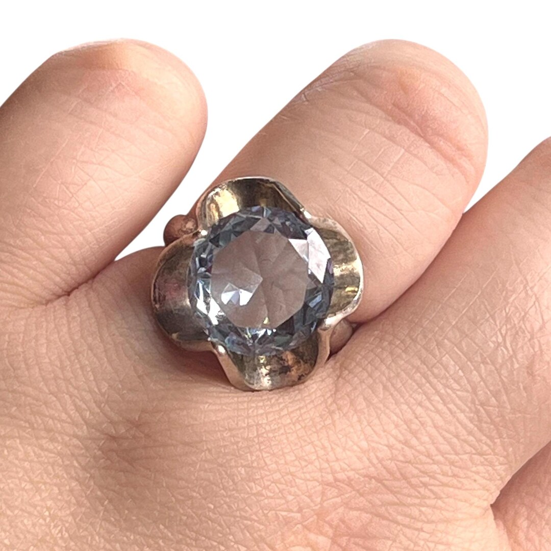 C. 1950’s Vintage Mexican Blue Topaz Sterling Silver Ring - Sterling ...