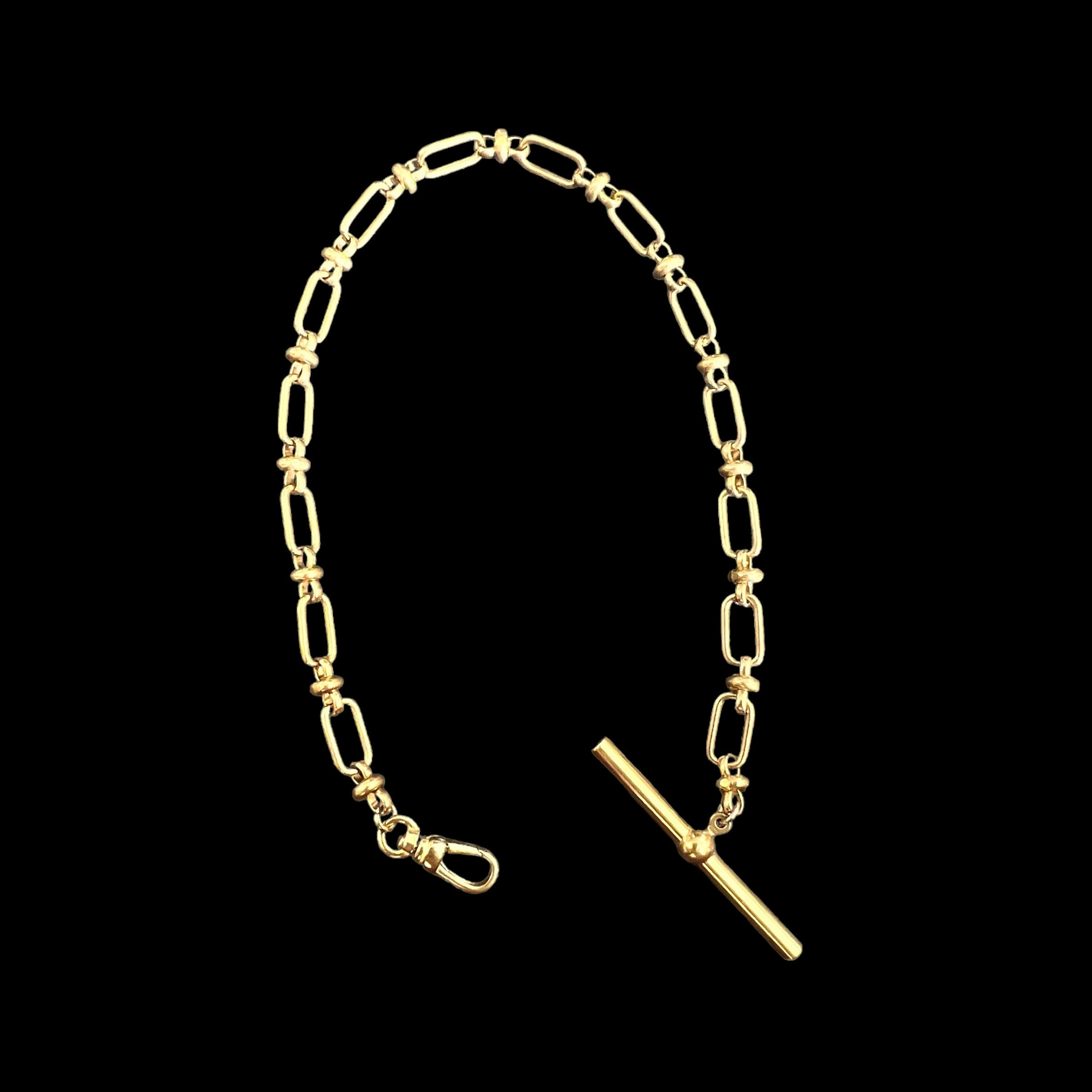 10.4 Vintage Brass T-bar Pocket Watch Chain / Vintage Brass Swivel ...