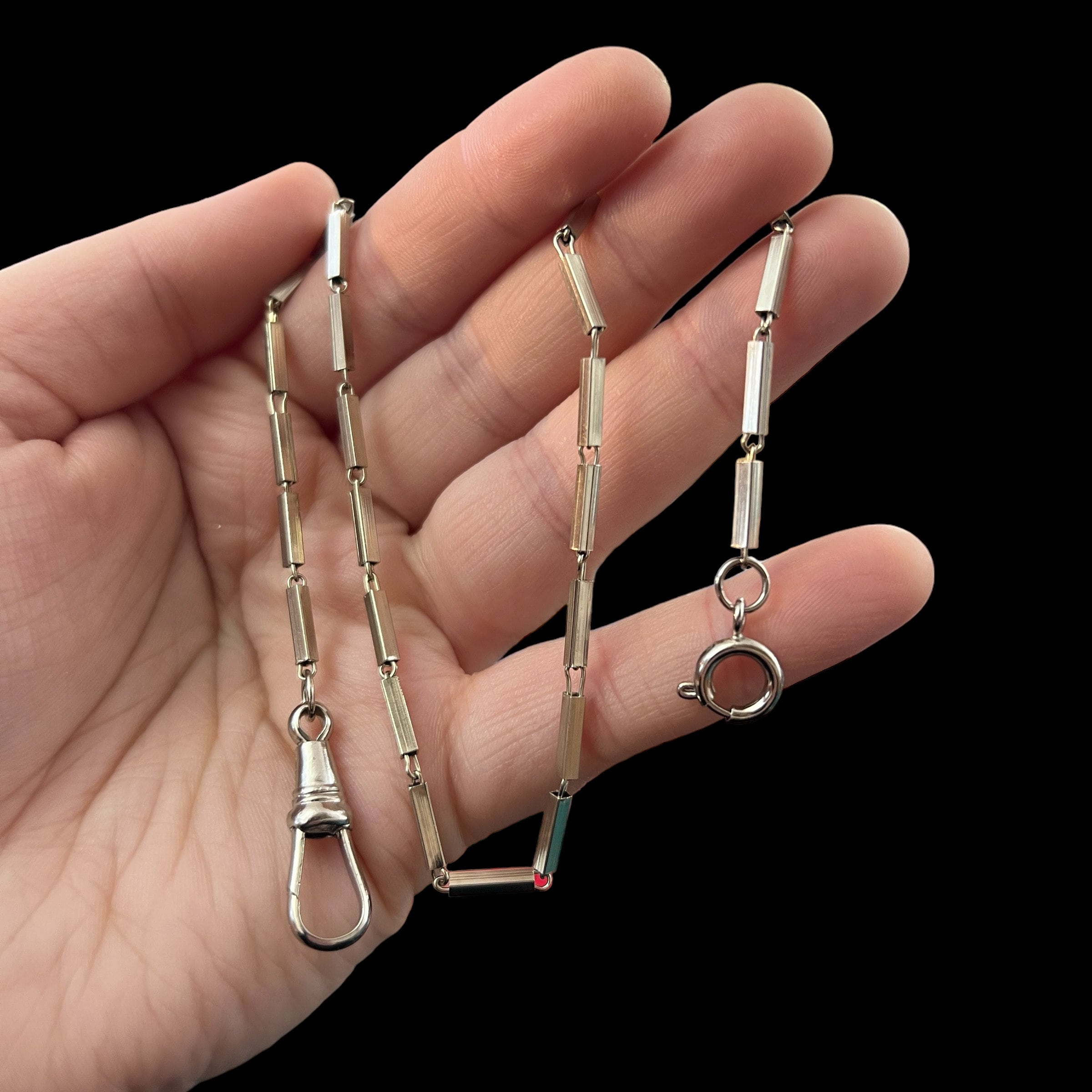 13.7 Art Deco Pocket Watch Chain / Antique Watch Chain. Silver Watch ...