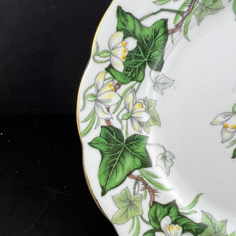 4 Royal Albert Ivy Lea Bread Plates. Rare Royal Albert Green and White ...