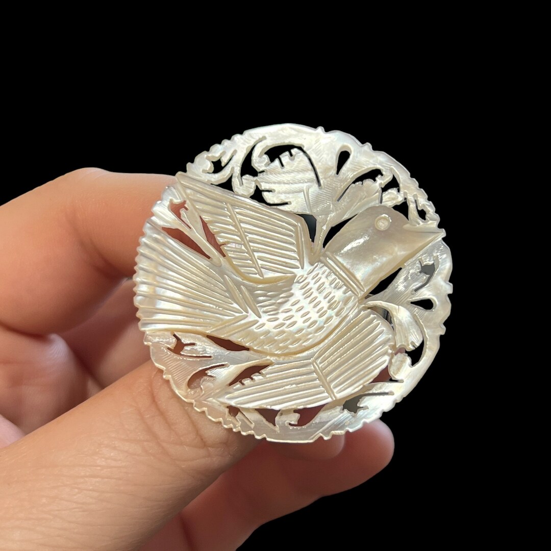 Vintage Mother of Pearl Bird Brooch - Dove of Peace Brooch - Carved ...