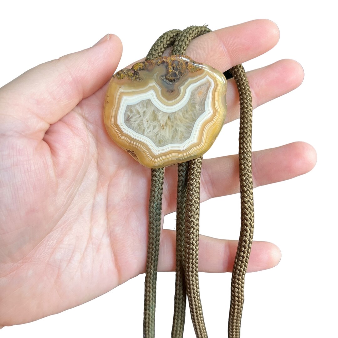 Vintage Agate Geode Bolo Tie - Brown Agate Bola Tie - Stone Bolo Tie ...