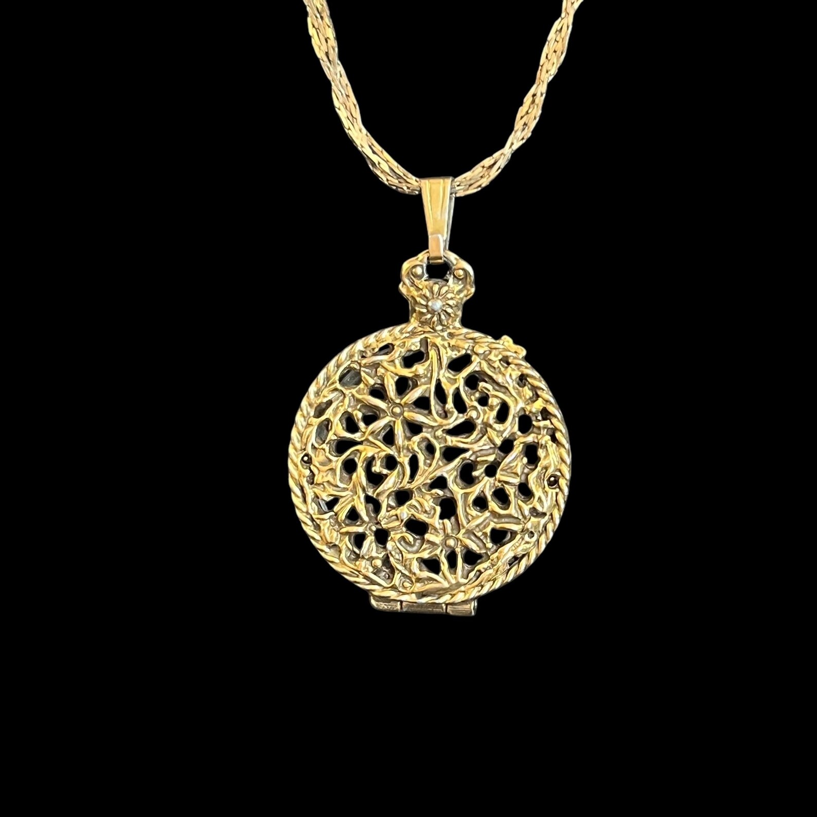 Pocket Watch Style Locket on Chain - Large Watch Shaped Locket - Large ...