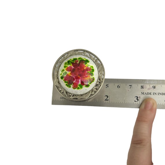 Vintage Pink Enamel Brooch. Large Round Enamel Brooch… - Gem