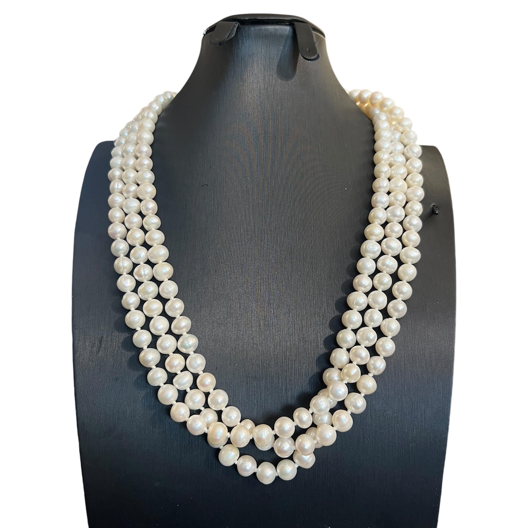64” Long White Pearl Necklace - Extra Long Pearl Necklace - Vintage ...