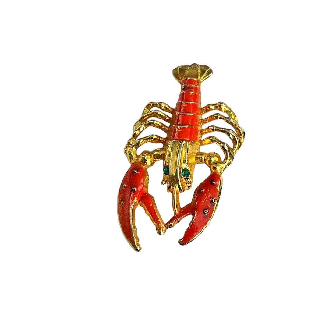 Mid-century Figural Lobster Brooch. Lobster Costume Jewelry Brooch ...