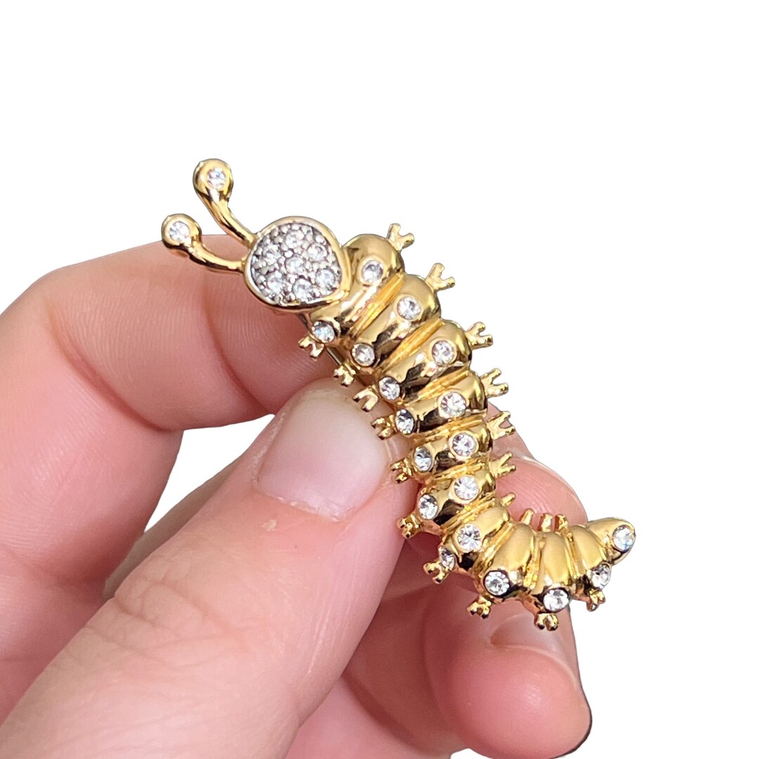 Signed Butler Caterpillar Brooch - Butler Rhinestone Caterpillar Brooch ...