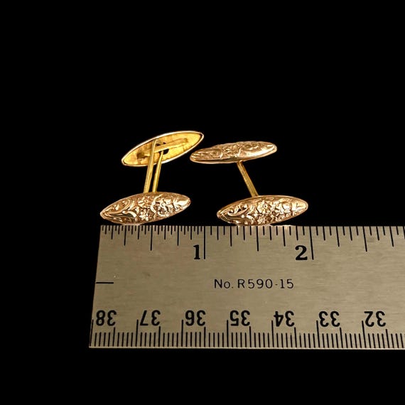 Victorian Engraved Rose Gold Cufflinks - Antique Rose… - Gem