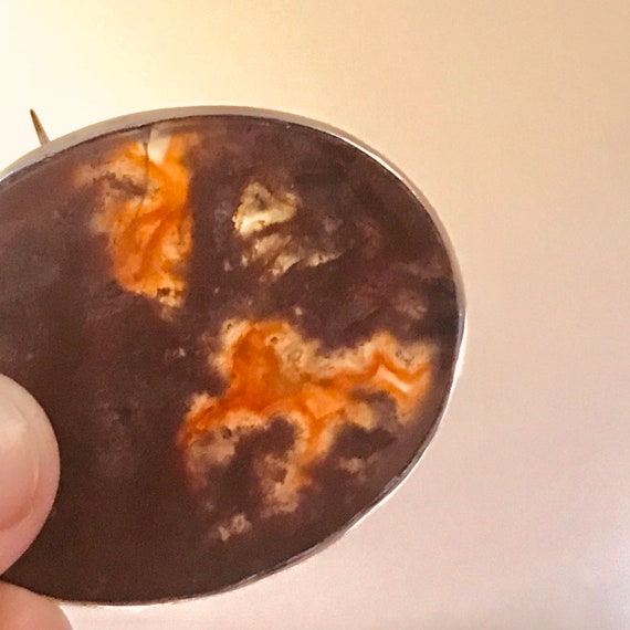 Red Scottish Agate Brooch / Sterling Silver Scottish … - Gem
