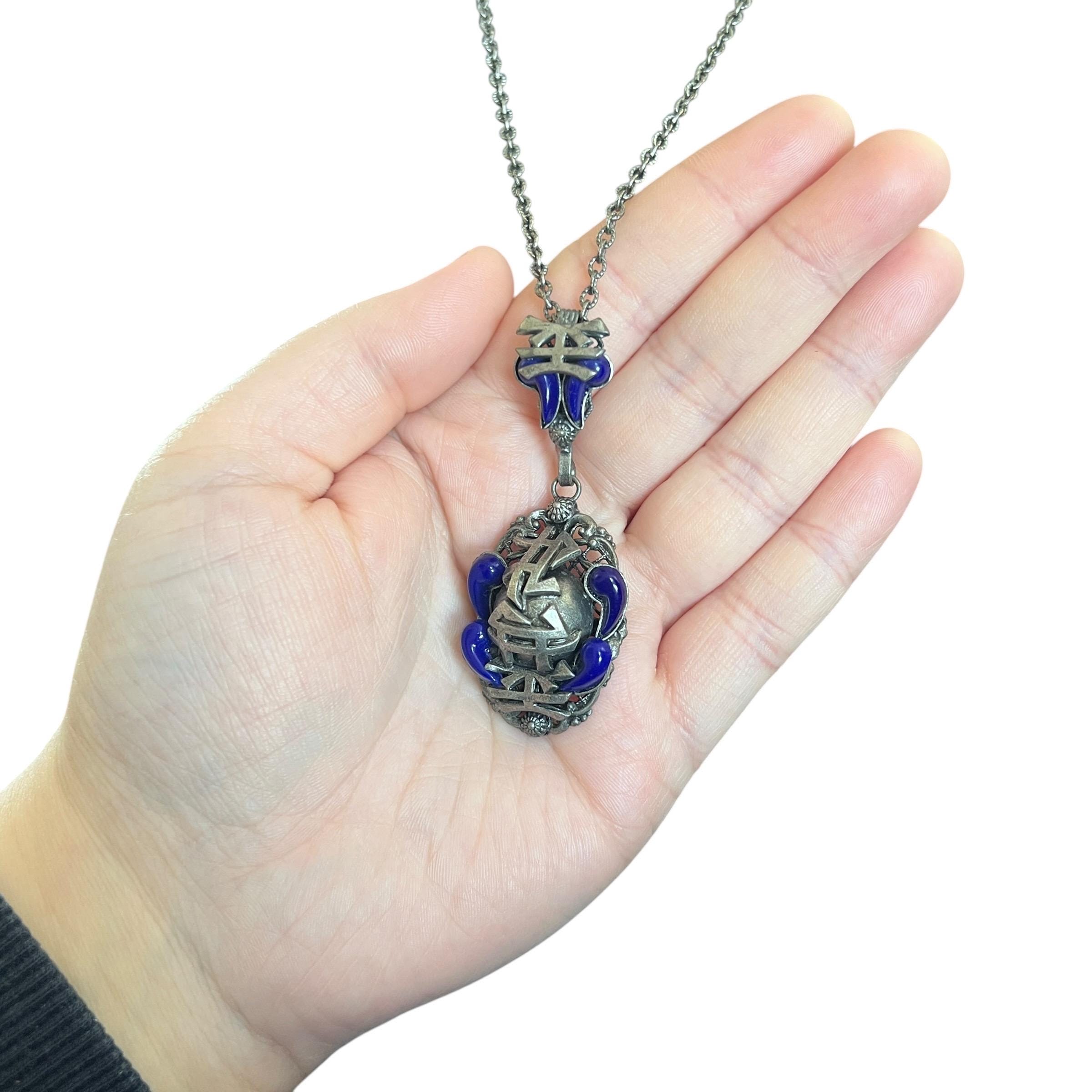 Rare 1930’s Max Neiger Chinese Revival Pendant With Blue Glas - Neiger ...