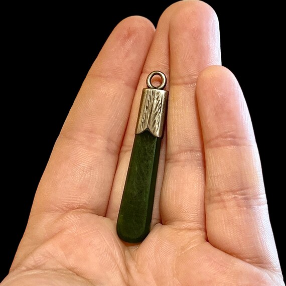 Antique Pounamu Jade Pendant / Fob - Antique Sterling… - Gem