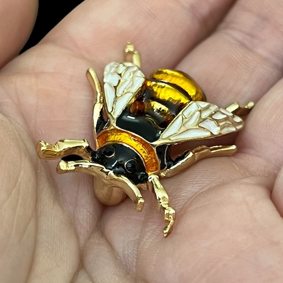 Vintage golden bee brooch - Gem