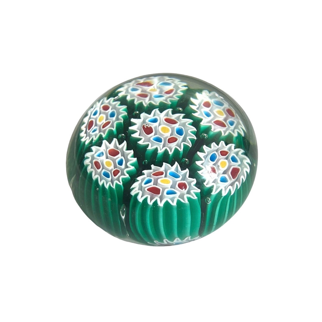 Millefiori Art Glass Paperweight - Green Millefiori Paperweight - Vetri ...
