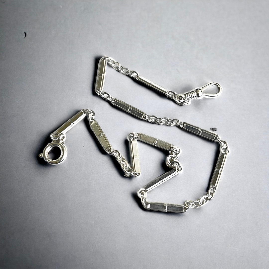 Antique Silver Pocket Watch Chain / Watch Chain Charm Necklace. Bolt ...