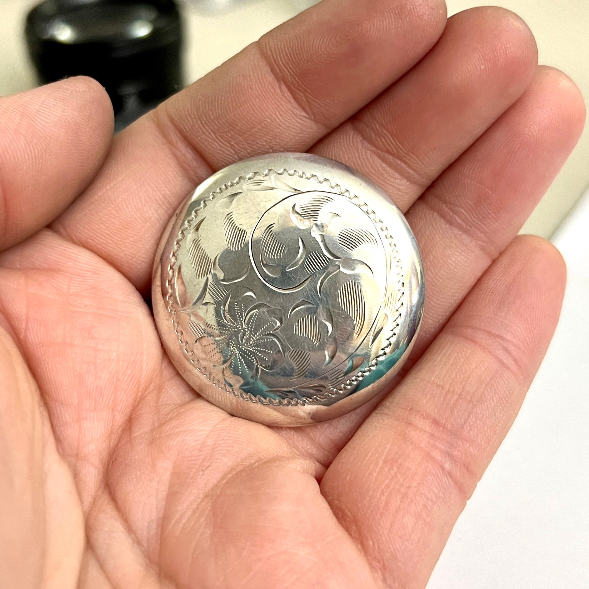 Birks Mid-century Sterling Brooch. Sterling Silver Round Hollow Birks ...