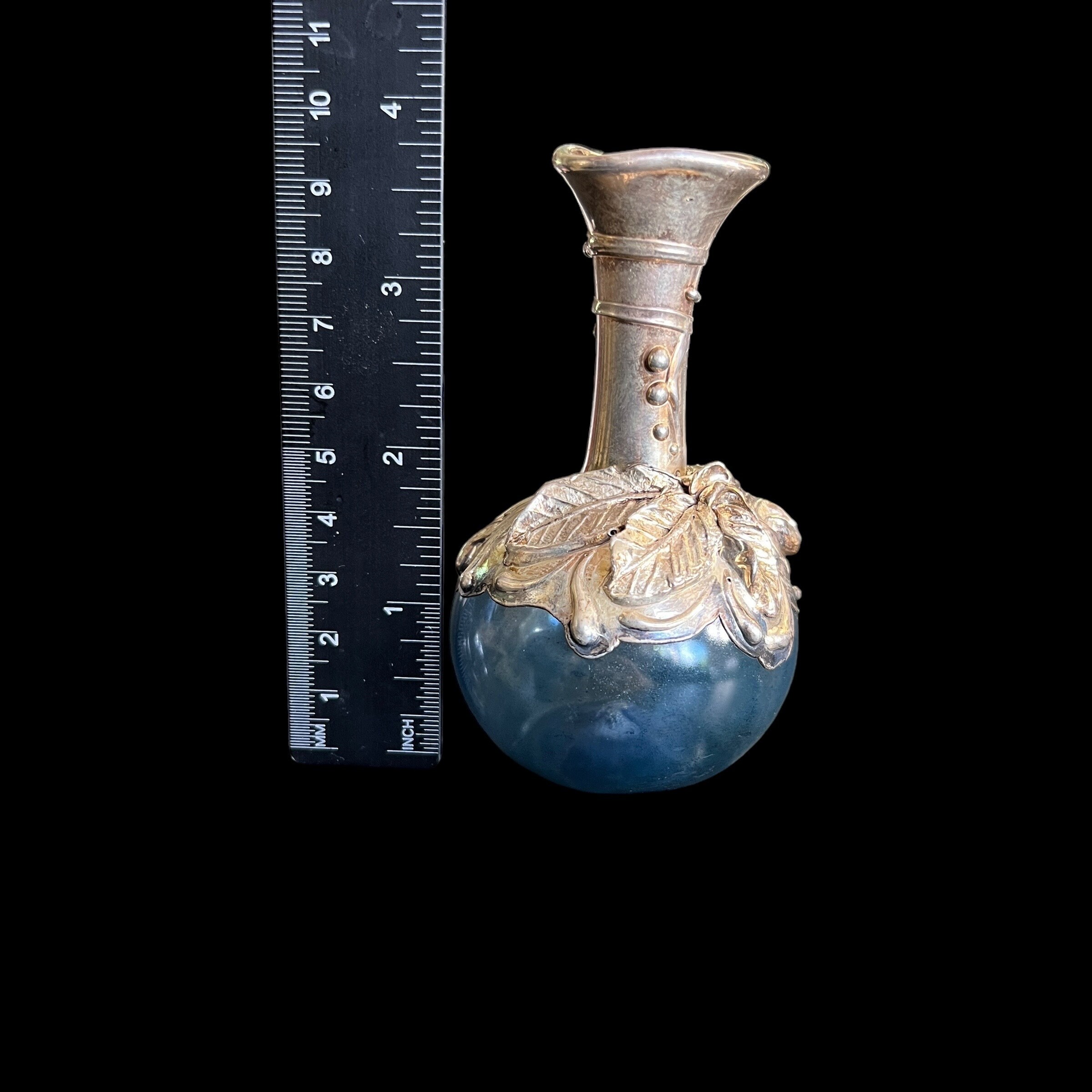 King Solomon Finds Blue Blown Glass Vase With Sterling Silver Overlay ...