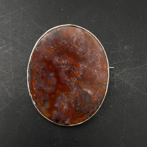 Red Scottish Agate Brooch / Sterling Silver Scottish … - Gem